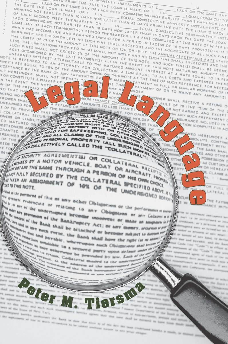 Legal Language (9780226803036): Peter M. Tiersma - BiblioVault