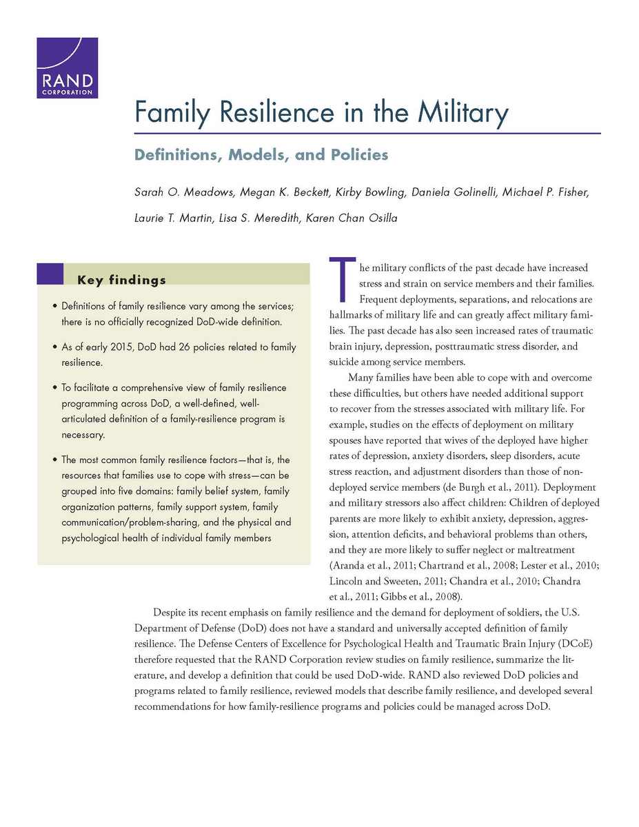 Family Resilience in the Military: Definitions, Models, and Policies ...